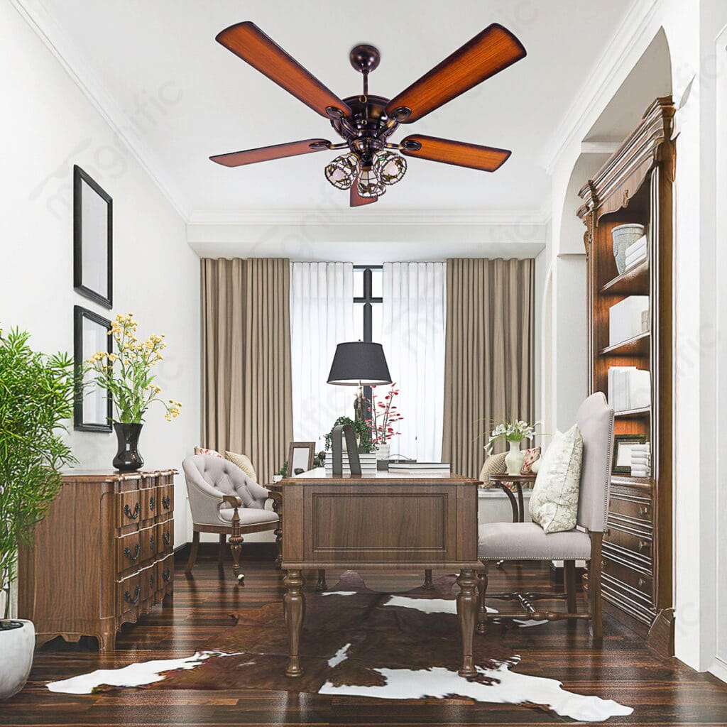 Canberry - 53” Vintage Wooden Ceiling Fan with Remote Control