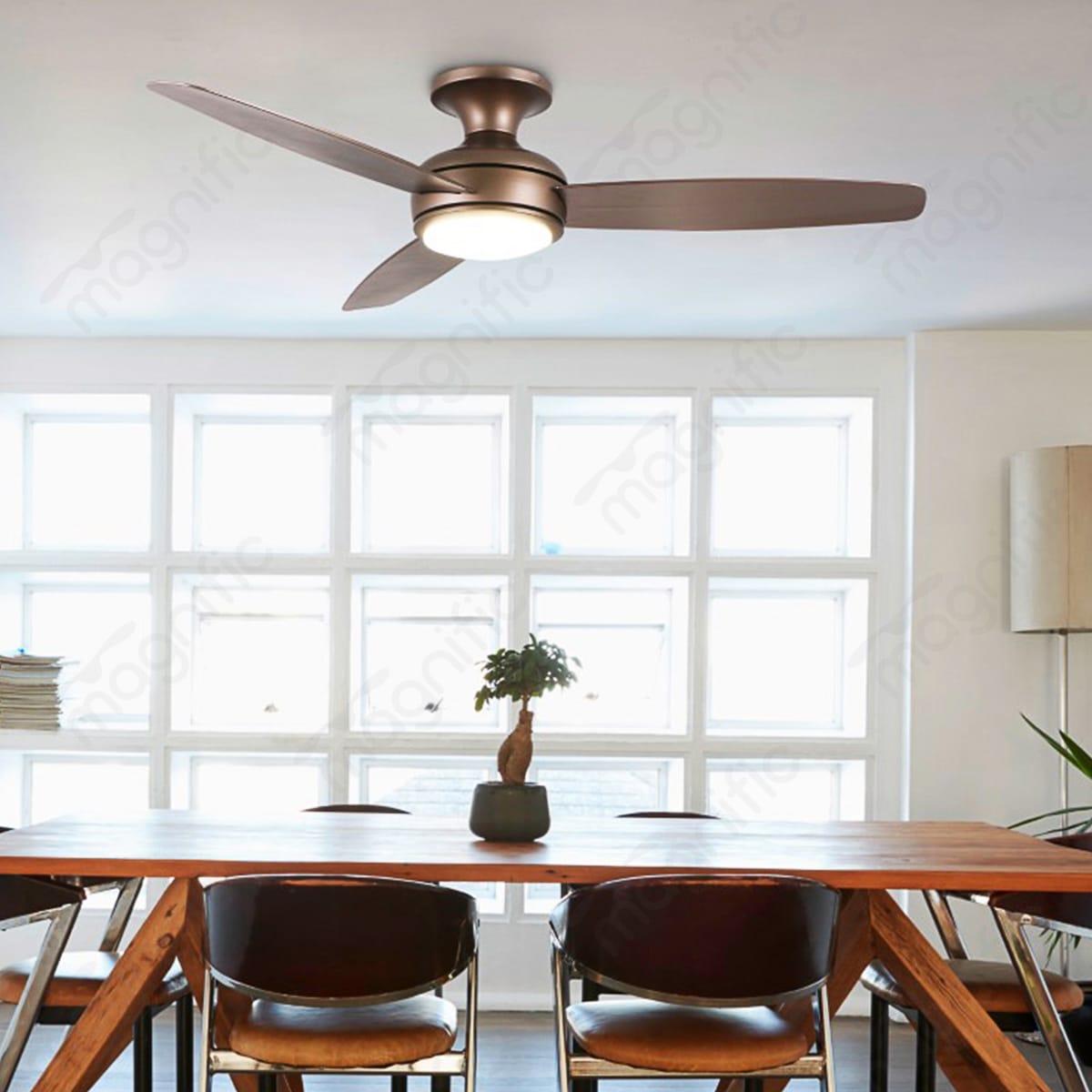Maestro - 47" Modern Hugger Fan with LED Light for Low Ceilings