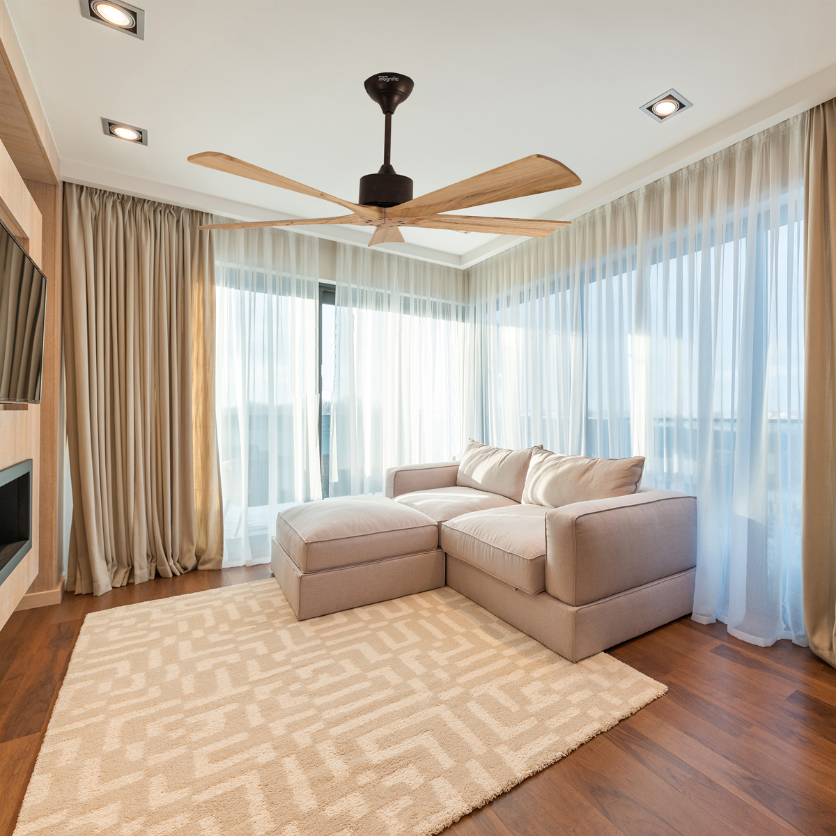 Oak- 52" Stylish Wooden Ceiling Fan with Remote Control