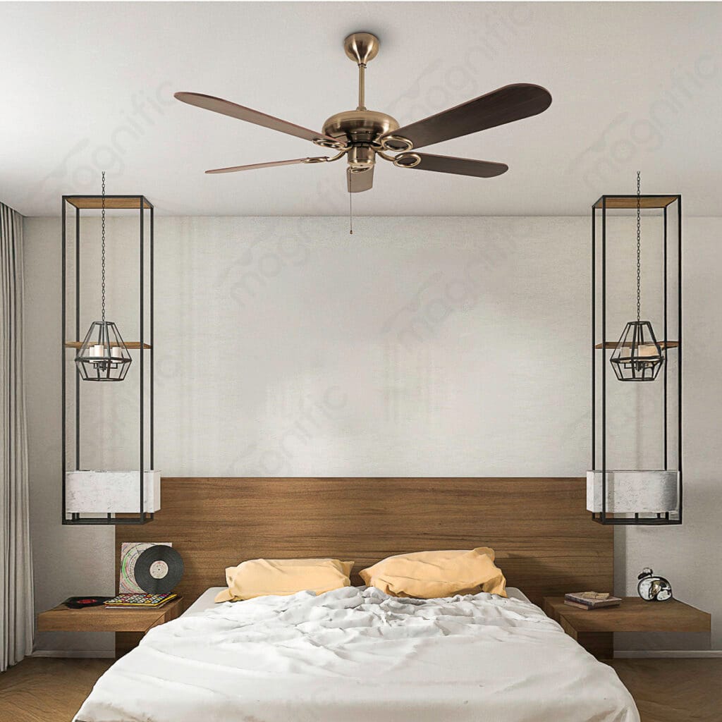 Vintage - 52" Wooden Ceiling Fan Antique Brass with Reversible Blades